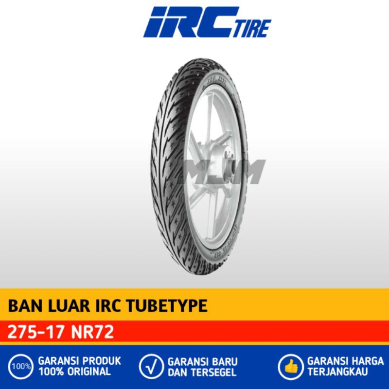 Outer TIRE IRC 275-17 NR72 TUBE TYPE [PRODUCTION 2023] | Shopee Malaysia