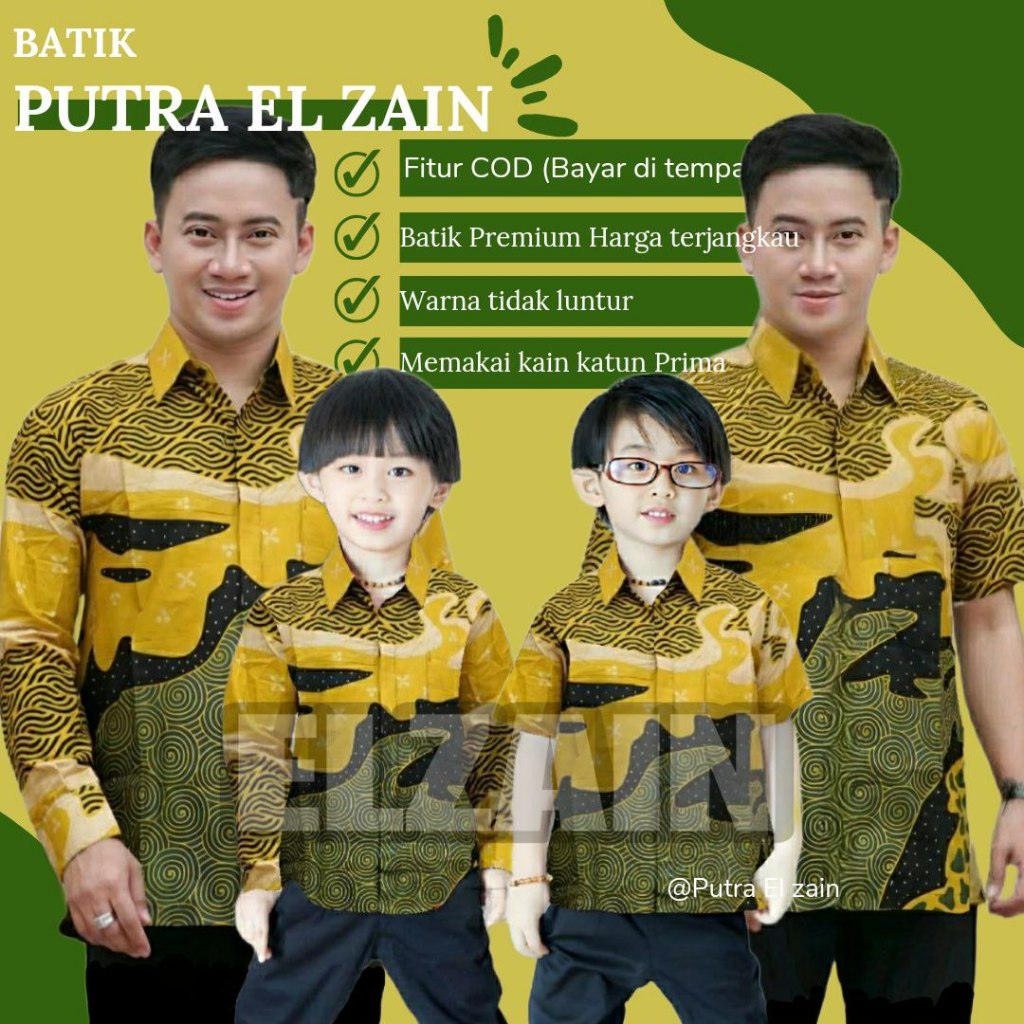 KEMEJA The Newest Couple sweet BATIK PUTRA EL ZAIN | Men's BATIK Shirt | Couple Batik Father And ...
