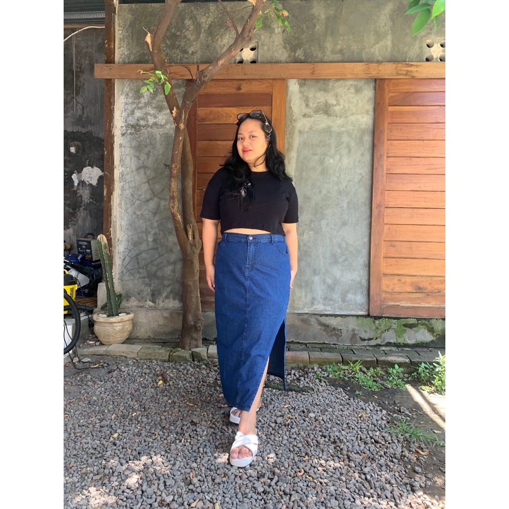 Goddess Bali Jumbo Denim Maxi Skirt Big Size Jeans Skirt (Fits up to ...