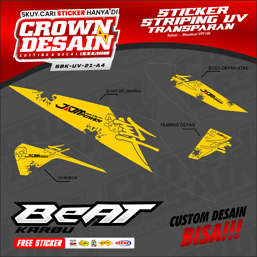 Transparent Striping Beat Carburetor Motif JDM Power - Transparent ...