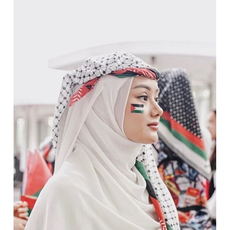 Palestine Hijab rectangular Hijab voal sublime lassercut Hijab ...