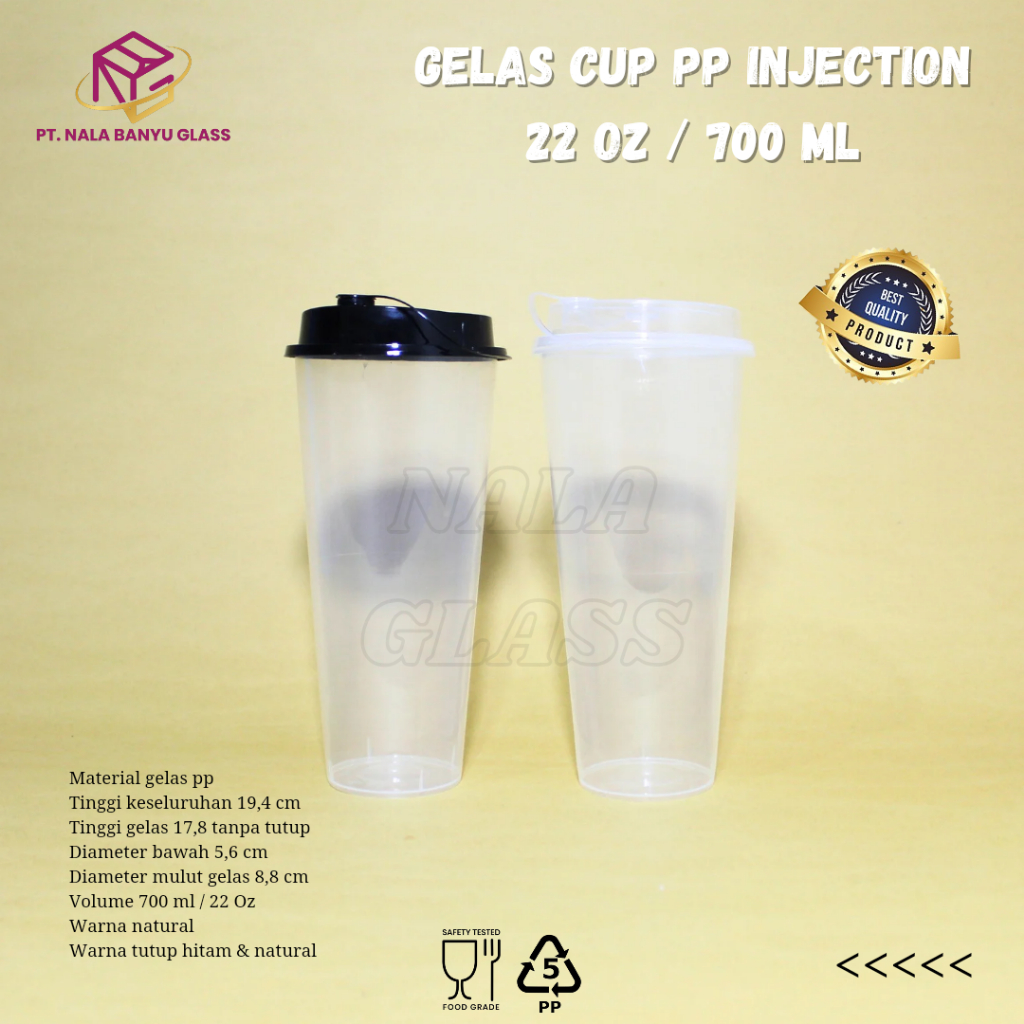 PP Injection Cup 22Oz 700ml + Lid Thinwall Plastic Cup 700ml - 25 pcs ...
