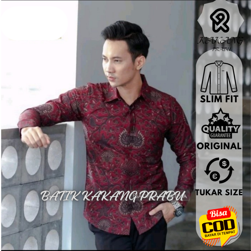 KEMEJA KATUN Men's Modern BATIK Shirt Long Sleeve Premium Slimfit ...