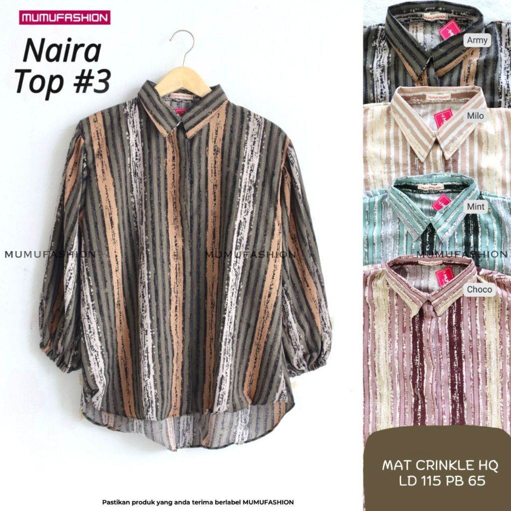 Bhl - NAIRA TOP 3 Tops Crinkle Motif Muslimah Women by MUMUFASHION SOLO ...
