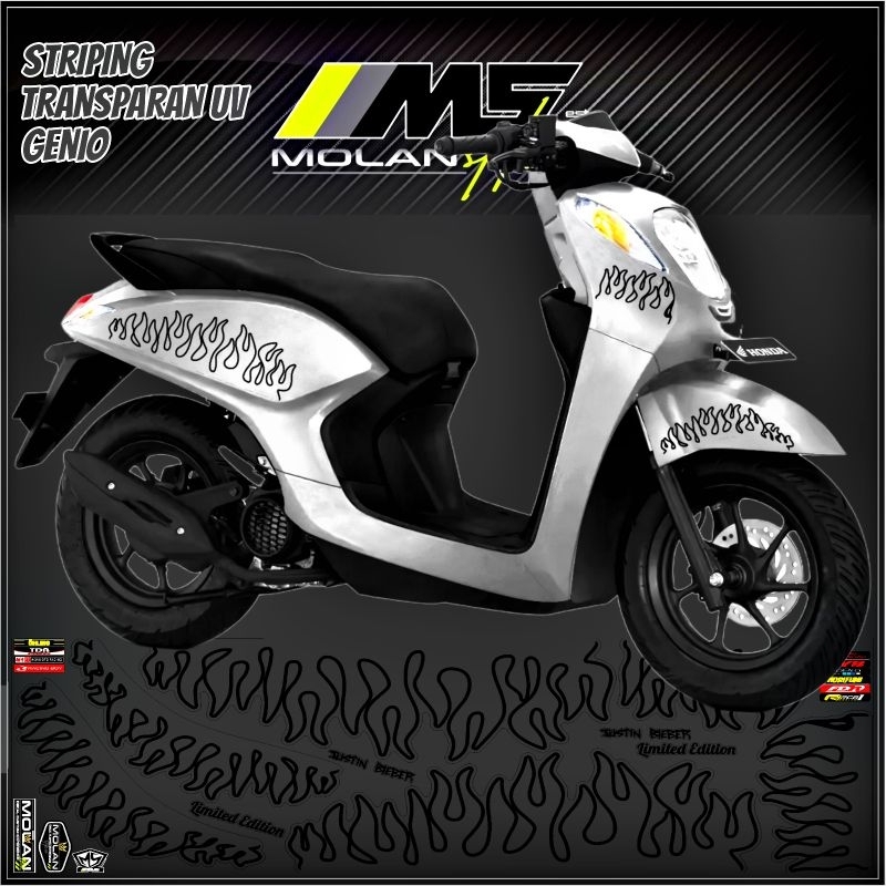 PUTIH HITAM Decal Sticker Striping Transparent Variation Uv Genio Api ...