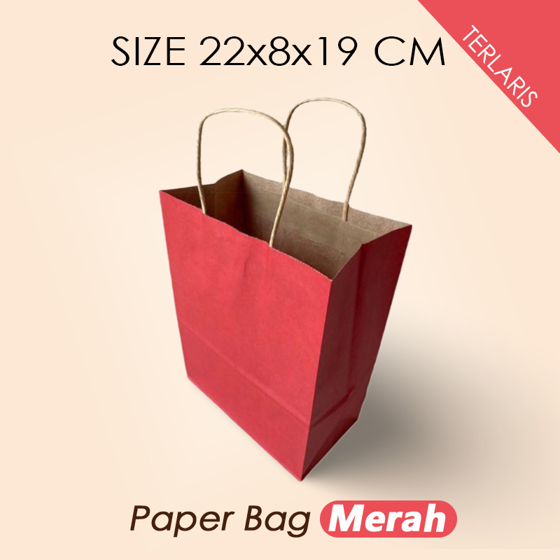MERAH Paper bag Kado Red (Plain) Paper bag Jumbo uk. 22x8x19 cm Paper ...