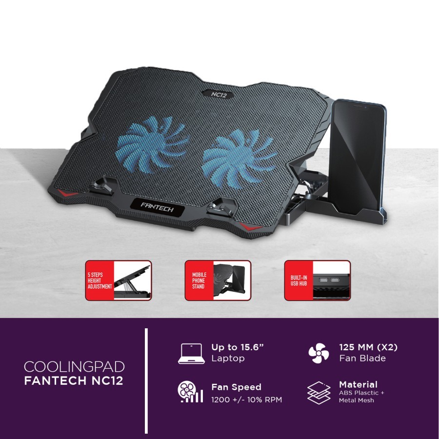 Fantech NC12 | Notebook Cooler / Cooling Pad Fan | Shopee Malaysia