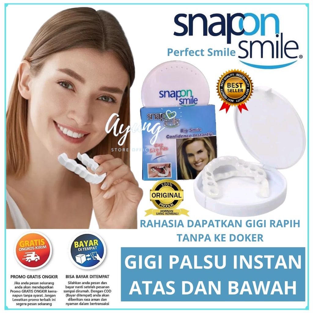 Authentic SNAP ON SMILE Denture 100% ORIGINAL ORIGINAL VENEERS SNAPON SMILE 1set Top And Bottom ...