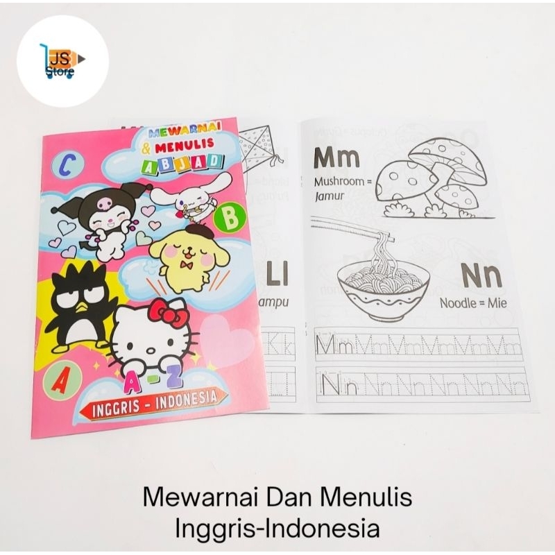 English Coloring and Writing Book - Indonesian Alphabet AZ / English ...