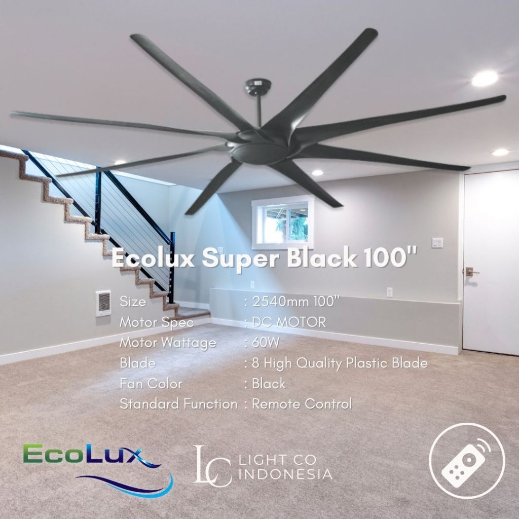 Lightco INDONESIA] CEILING FAN ECOLUX ECO-056 SUPER BLACK SATIN 100IN ...