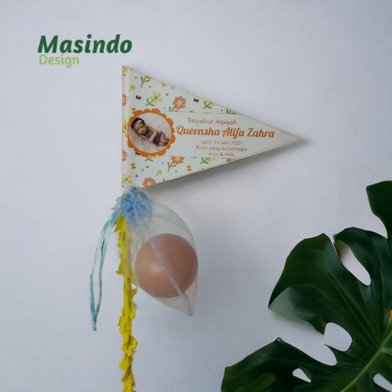 Min 50pcs Aqiqah Egg Flags with Bamboo Stems Decorating Custom Flags ...
