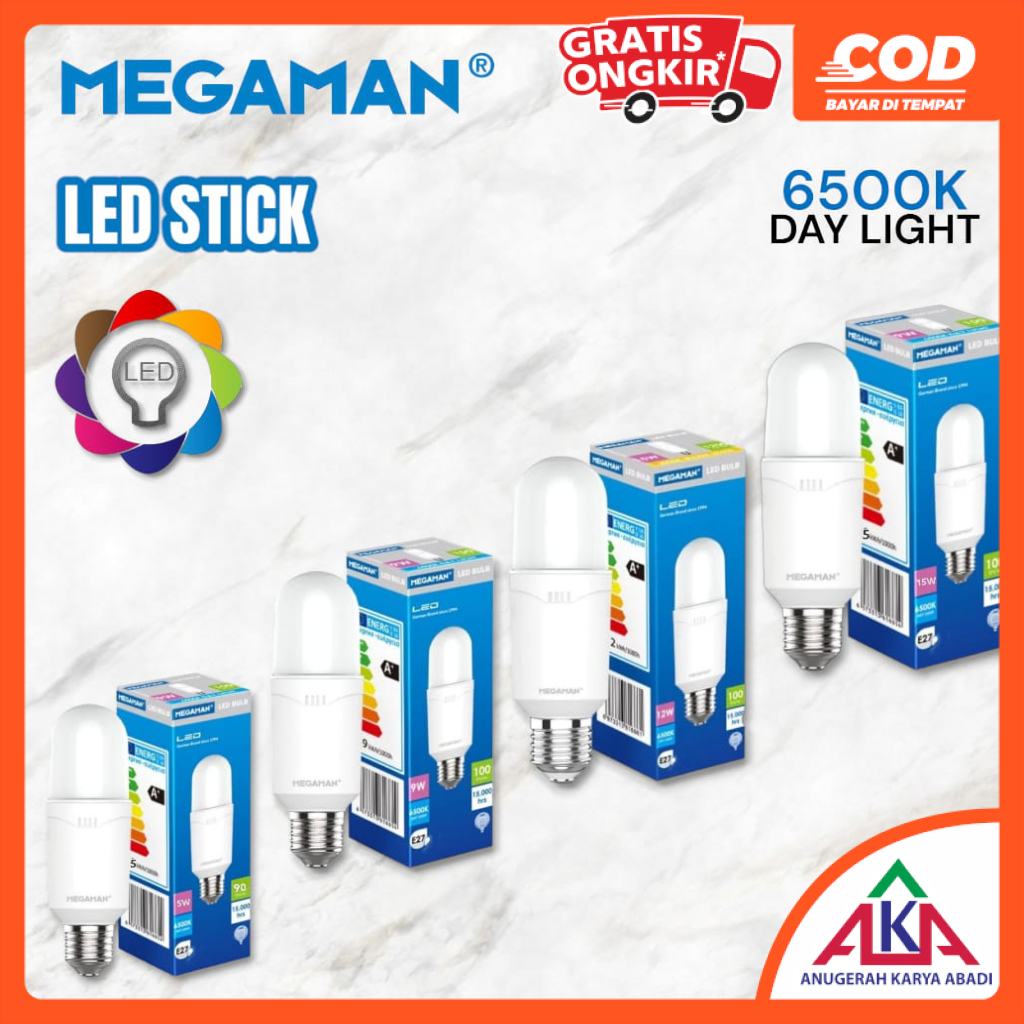 PUTIH Megaman LED Light Bulb STICK P Bulb 5/9/12/15 Watt Daylight White ...