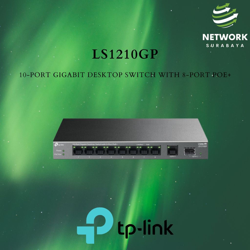 Tp-link LS1210GP 10-Port Gigabit Desktop Switch with 8-Port PoE+ ...