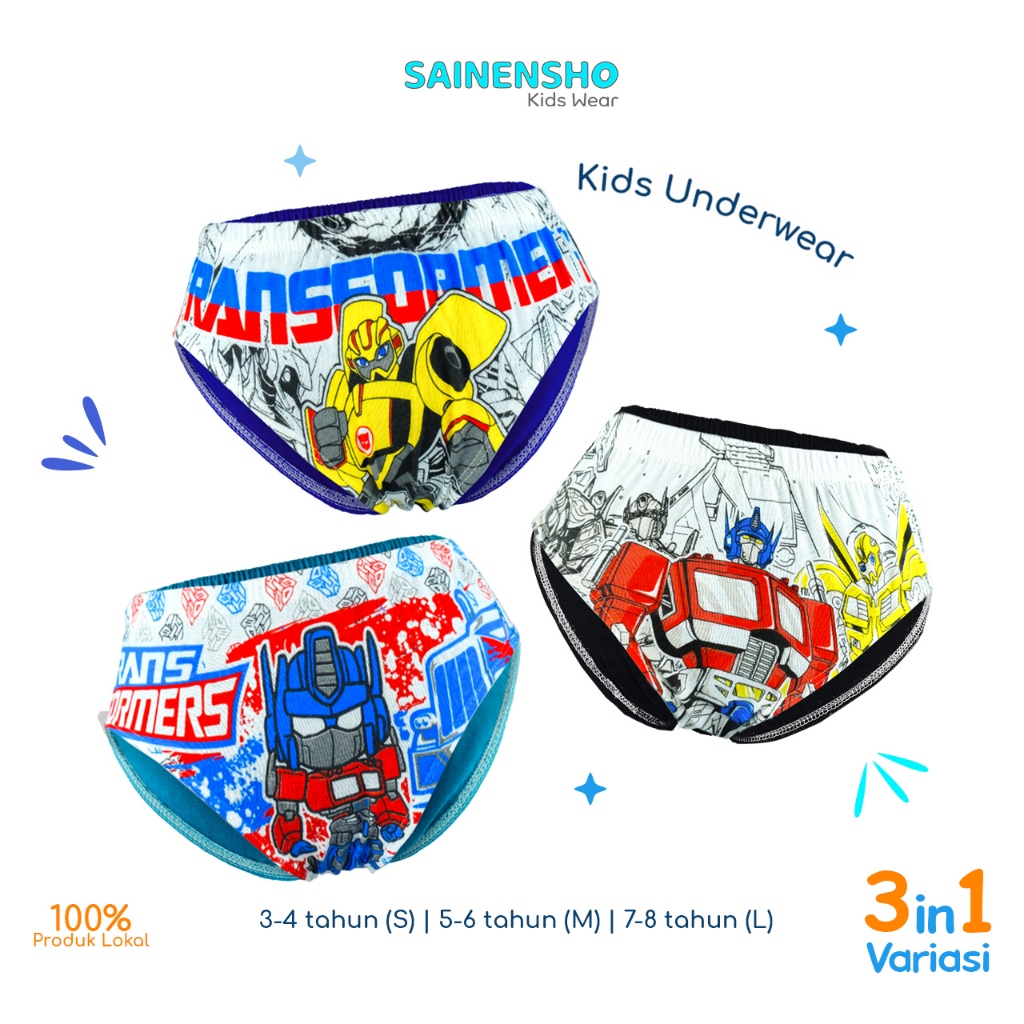 KATUN Boys Panties Character Transformers 3in1 Mix Age 3 4 5 6 7 8 ...