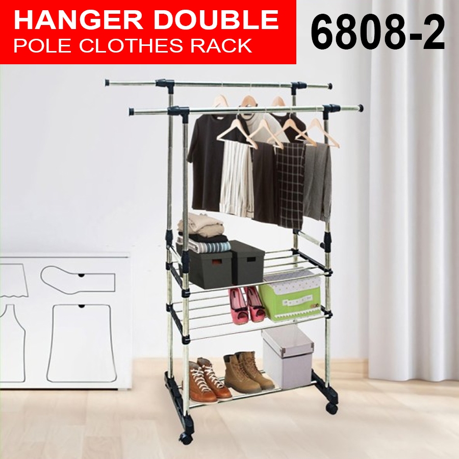 GANTUNGAN Hanger Double Pole Clothes Rack 6808-2 Clothes Hanger ...