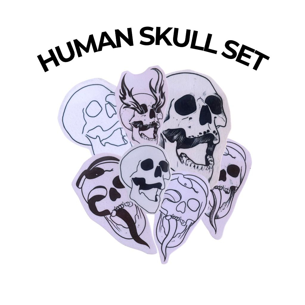 TEMPORARY TATO SKULL SIDE OUTLINE | SKULL SIDE SHADOWED | SKULL SIDE ...