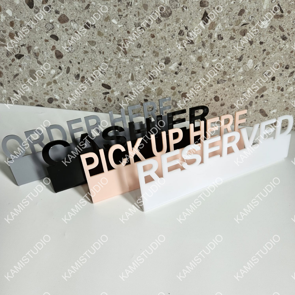 RESERVED WRITING PICK UP HERE ORDER HERE CASHIER/ SIGN RESERVED /SIGN ...