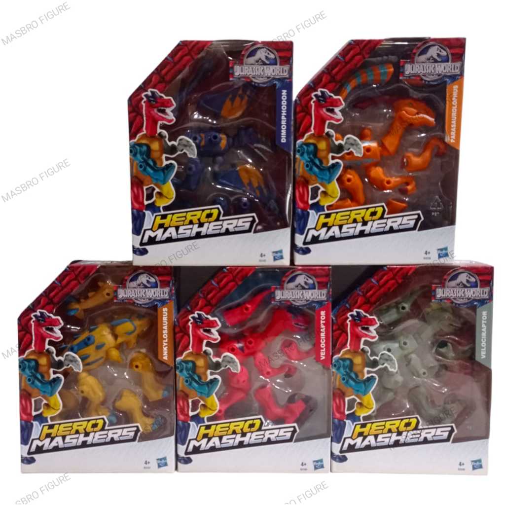 Hasbro Jurassic World Hero Mashers Parasaurolophus velociraptor ...
