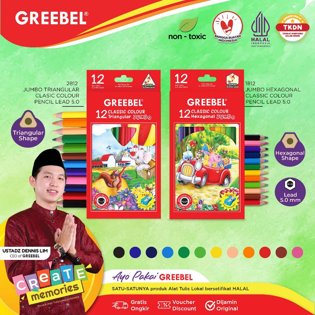 Greebel Jumbo Triangular & Hexagona Color Pencil/Coloring/Greebel Color ...