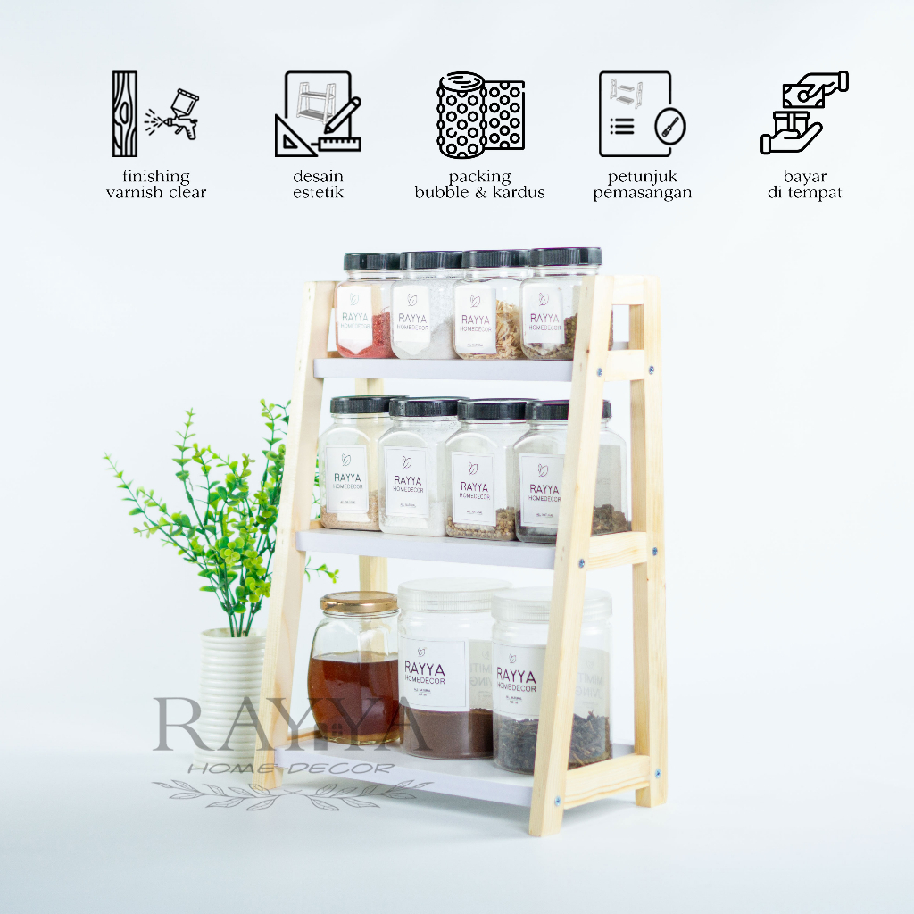 KAYU Kitchen spice rack ... 3 Tier Wooden Rack/ 3 Tier Wooden Kitchen ...