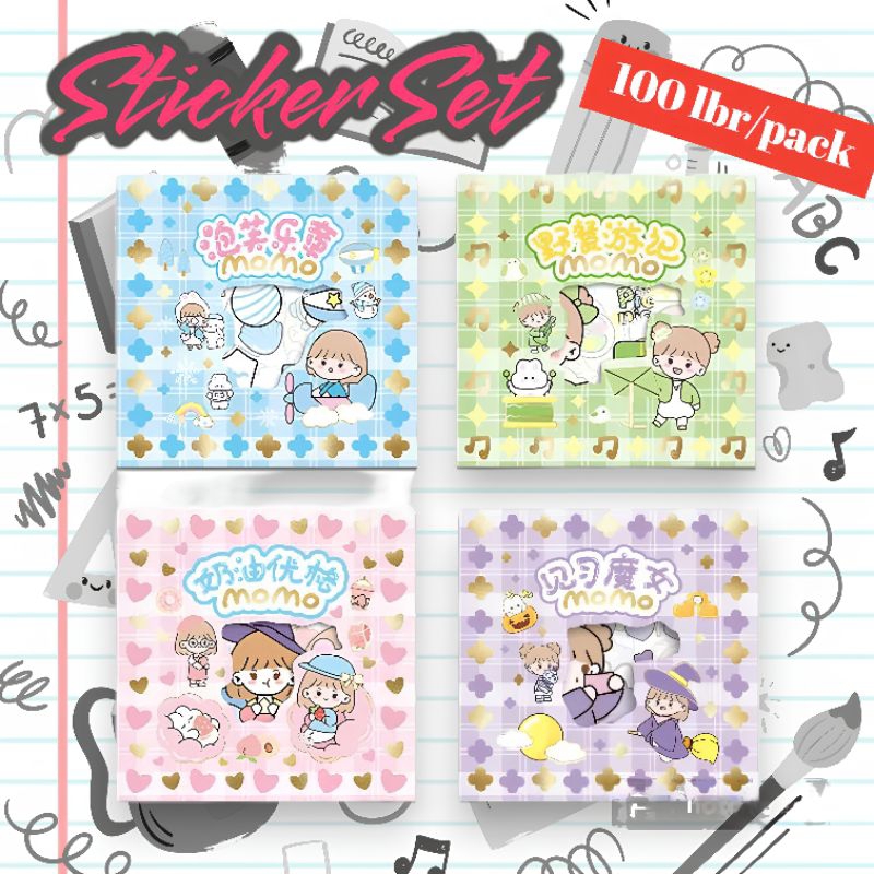Sticker Set Cute Sticker Pack 100 Sheets Sticker Korean Cartoon Cute ...