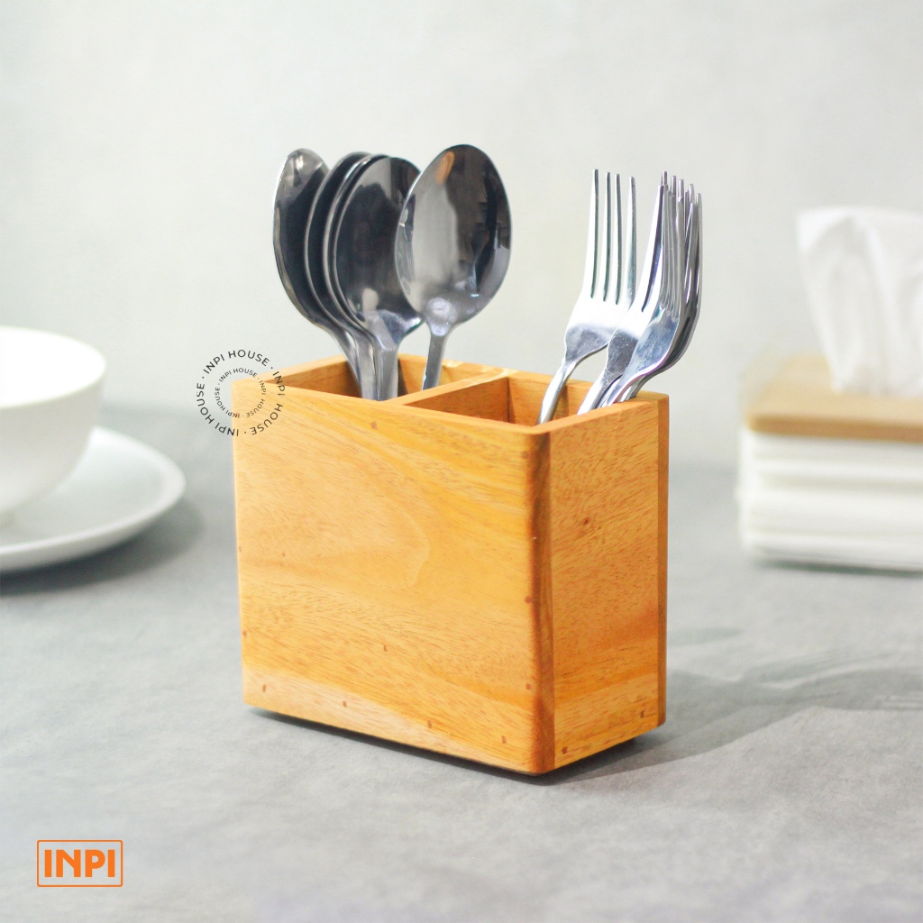 KAYU 2 Hole Wooden Spoon Holder/ Cutlery Holder - INPI House | Shopee ...