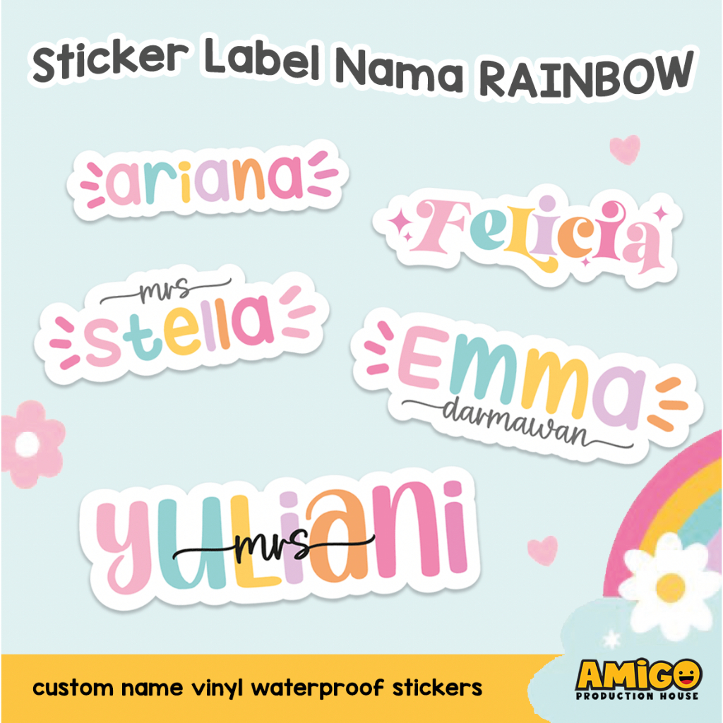 Rainbow Aesthetic Name Label Sticker Custom Aesthetic Name ATK ...