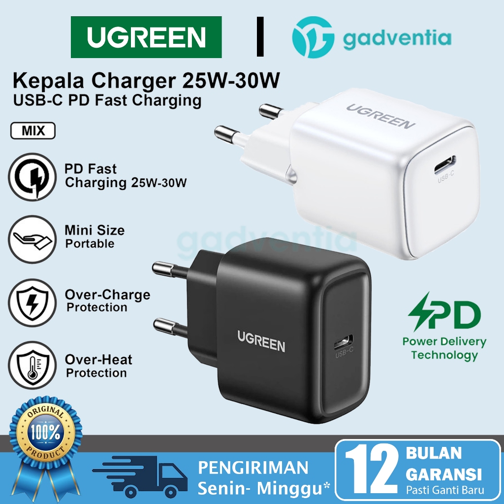 UGREEN Type C Adapter Charger Head for iPhone 15 Series Fast Charging PD 20w 25w 30w 15 Plus 15 ...