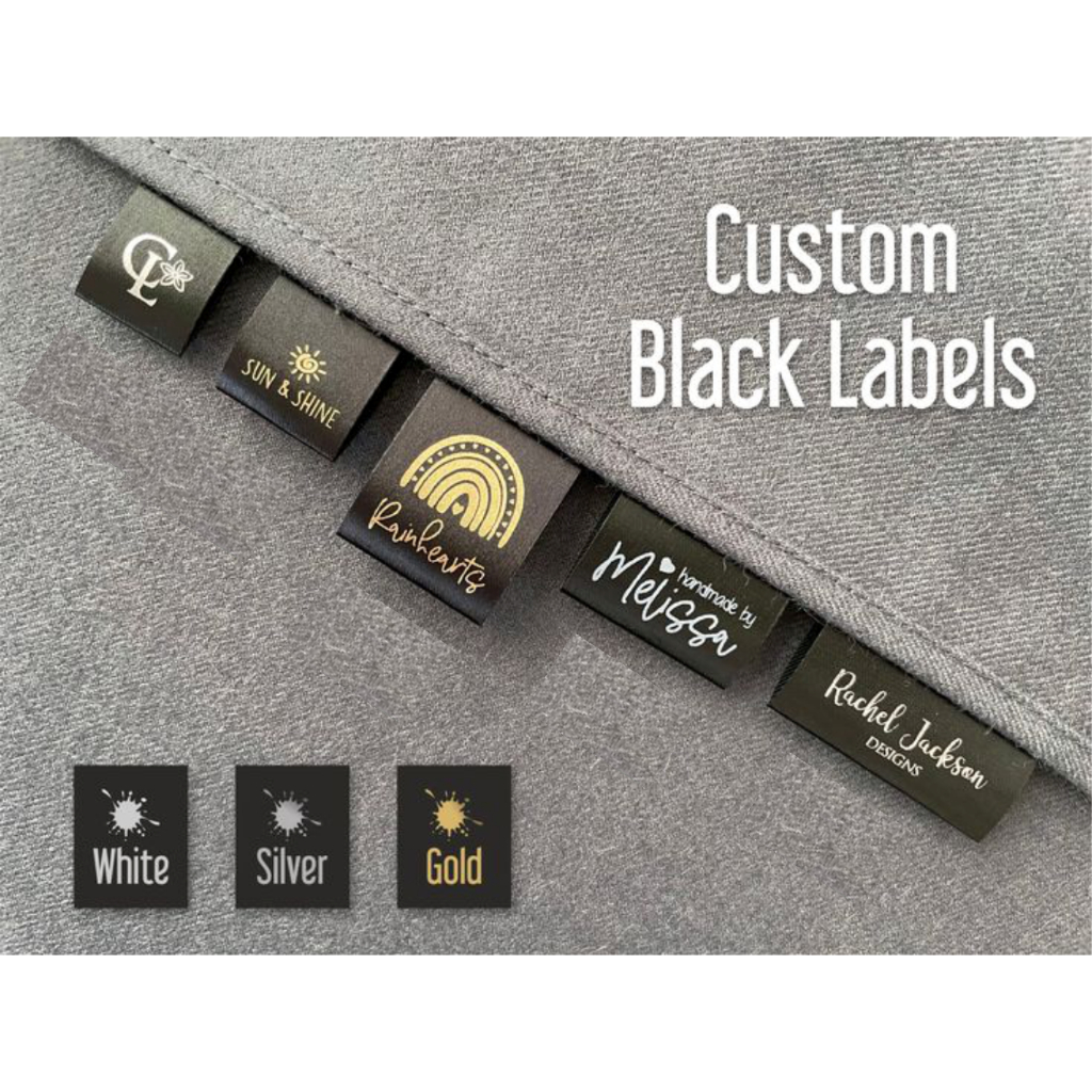 HITAM KEMEJA Black satin labels custom black satin clothes labels ...