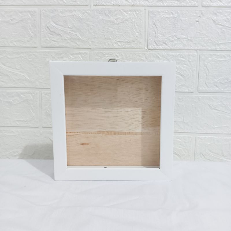 PUTIH KAYU [WHITE] 3d Photo Frame / Frame 15x15cm Wood + shatterproof ...