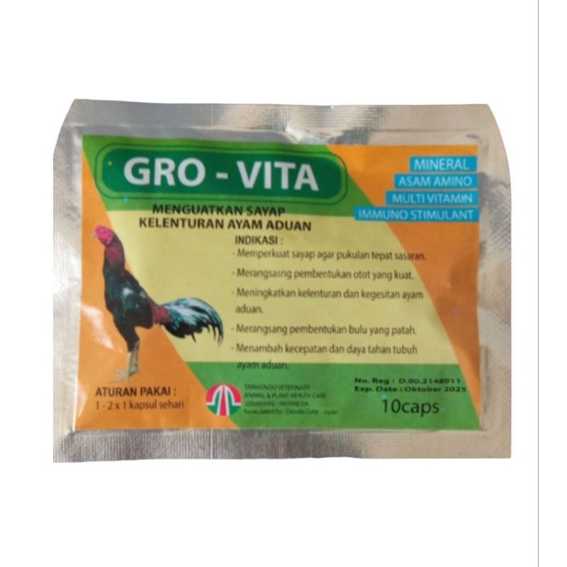 Gro VITA 10 CAPSULES - VITAMIN Strengthens CHICKEN MUSCLES - INCREASES MUSCLES FAN MUSCLES FOR ...