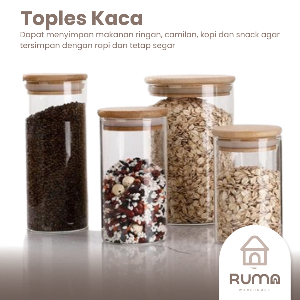 KAYU One Two Cups Aesthetic Jars for Kitchen Spice Storage, Transparent ...
