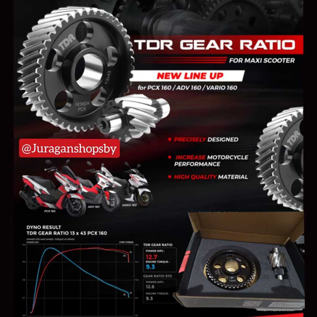 TDR Gear Ratio 13x43T PCX160 ADV 160 Vario160 Gearbox Mitsubishi TDR ...