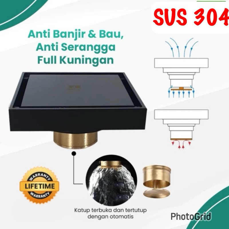 MESIN HITAM Floor drain Bathroom SUS 304 BLACK anti-Insect Washing ...