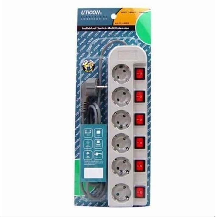Uticon ST-1682 SW 6 Hole Ground Socket + Switch + Cable | Shopee Malaysia