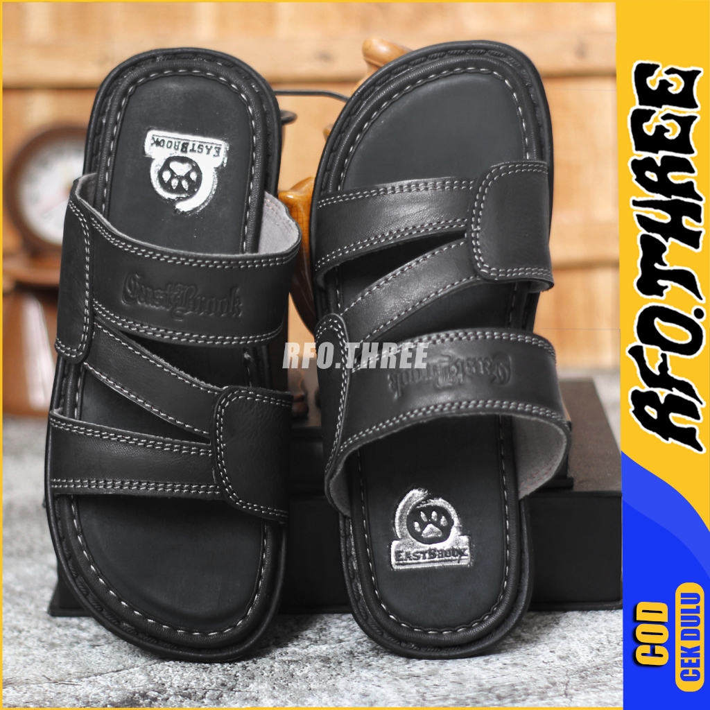 Rfothree Men's Casual Sandals Genuine Leather Slide Sandals Adult Boys | Shopee Malaysia