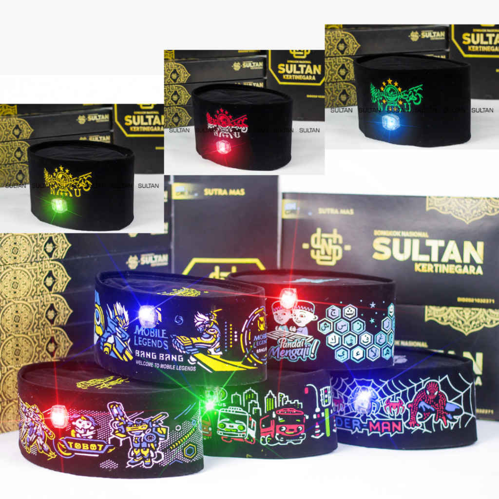 HITAM Songkok SULTAN KIDS JUNIOR Peci Cartoon Character Spiderman, Tayo ...