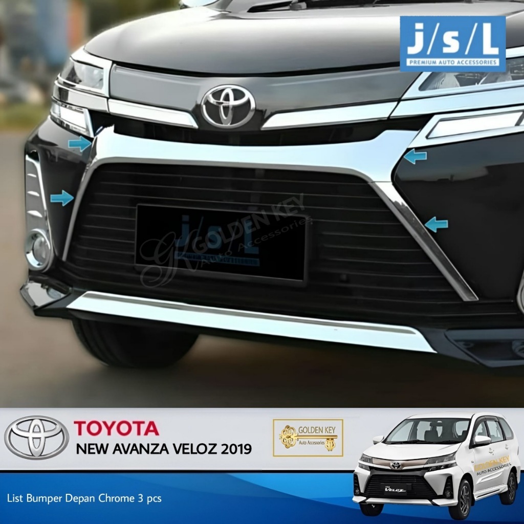 Jsl List Front Bumper New Avanza Veloz 2019 Front Bumper Trim 3pcs ...