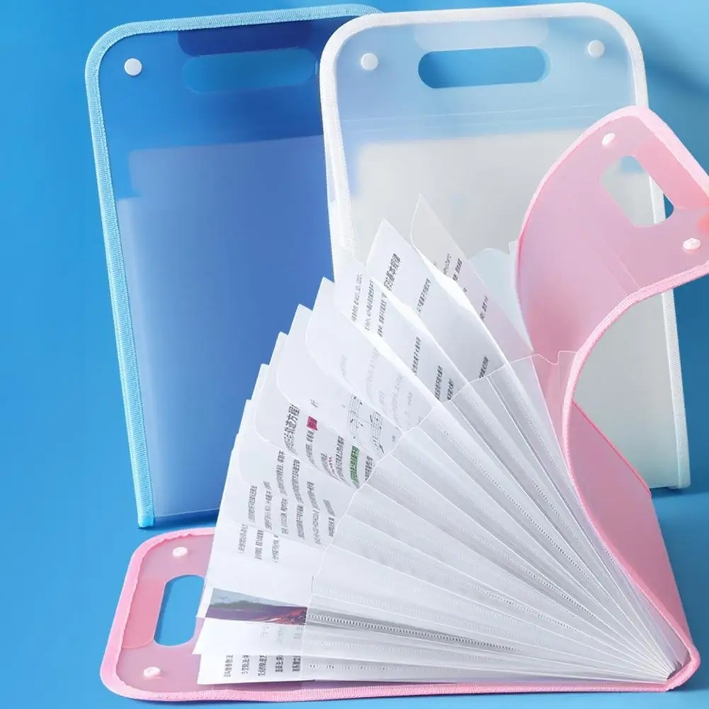 File Bag Handle Transparent Color Waterproof Multi Layer Folder File ...