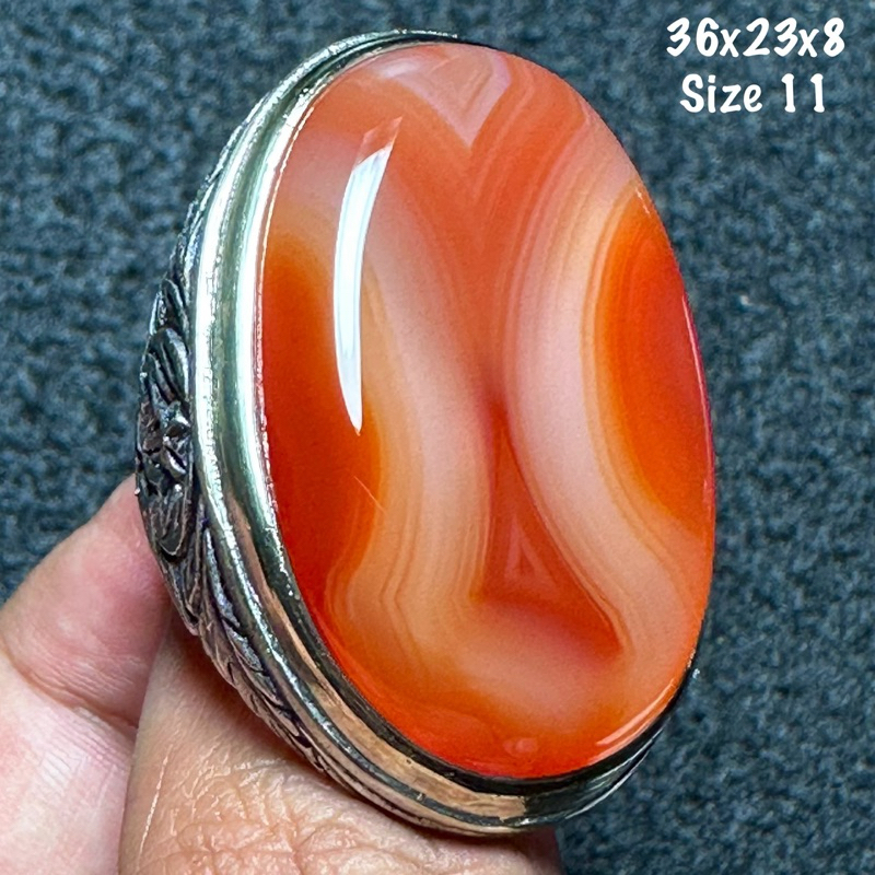 Sulaiman's Natural Agate Ring Lam Alif Jumbo Crystal (Original Natural ...