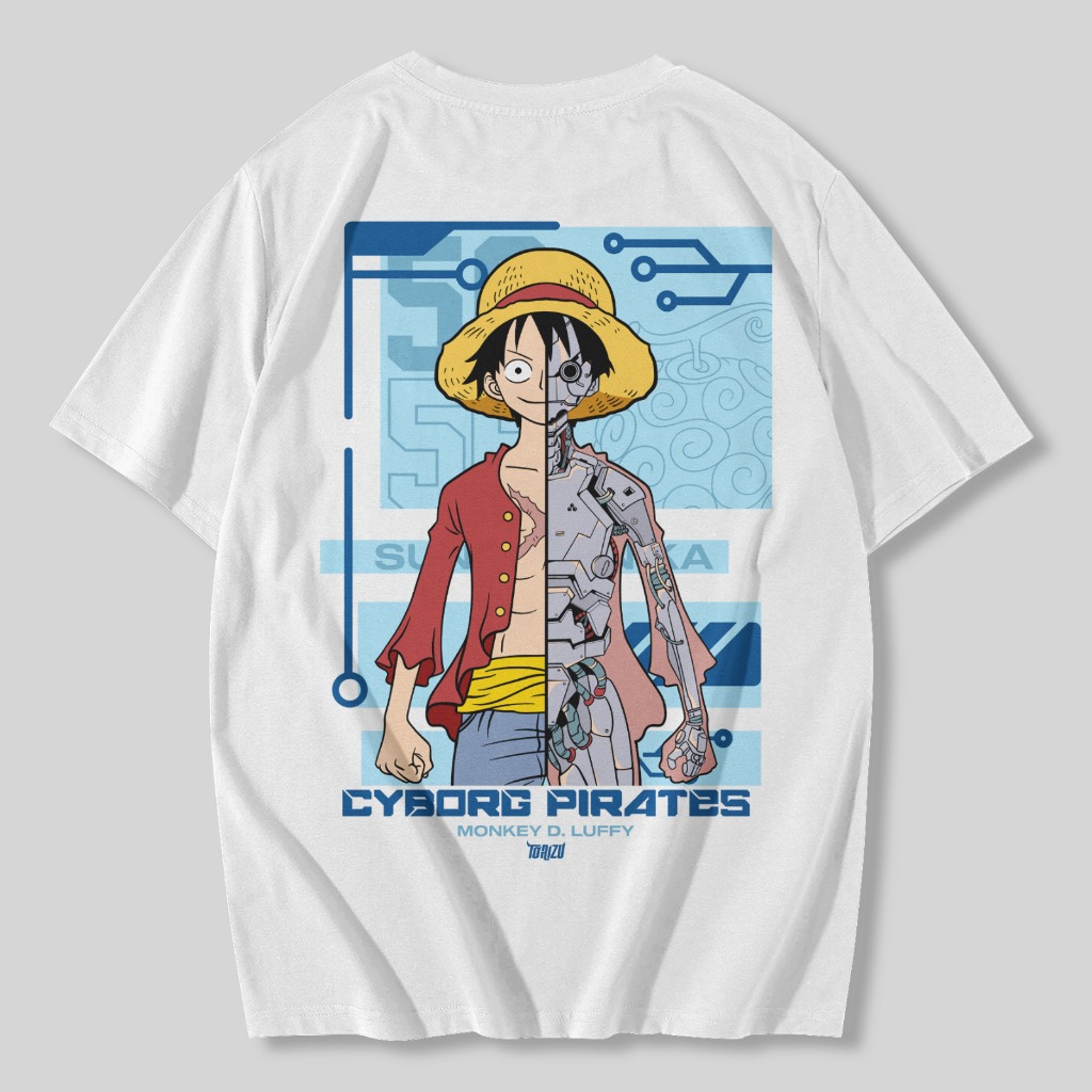 Tshirt Torizu Luffy Cyborg Pirates White Anime Manga Onepiece Premium ...