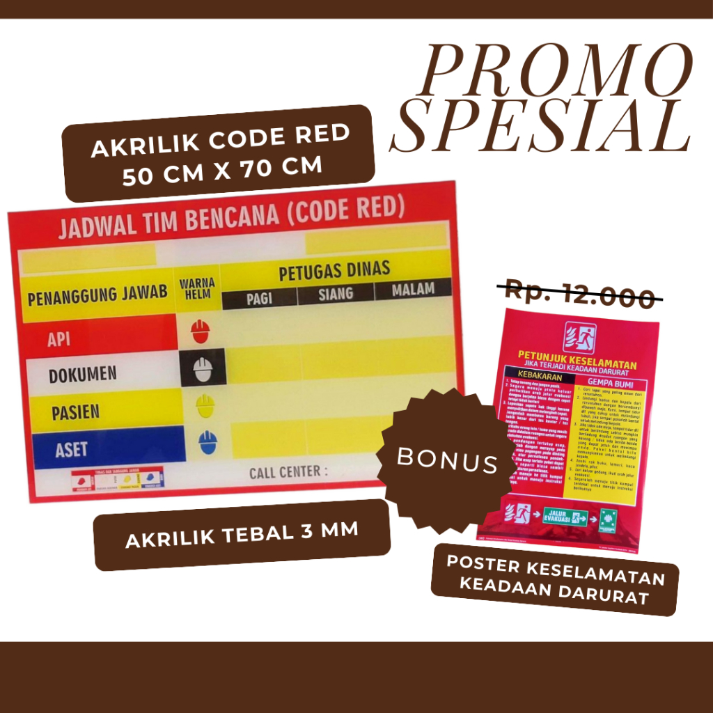 Code Red Acrylic 50cm x 70cm Bonus Safety Poster | Acrylic Code Red ...