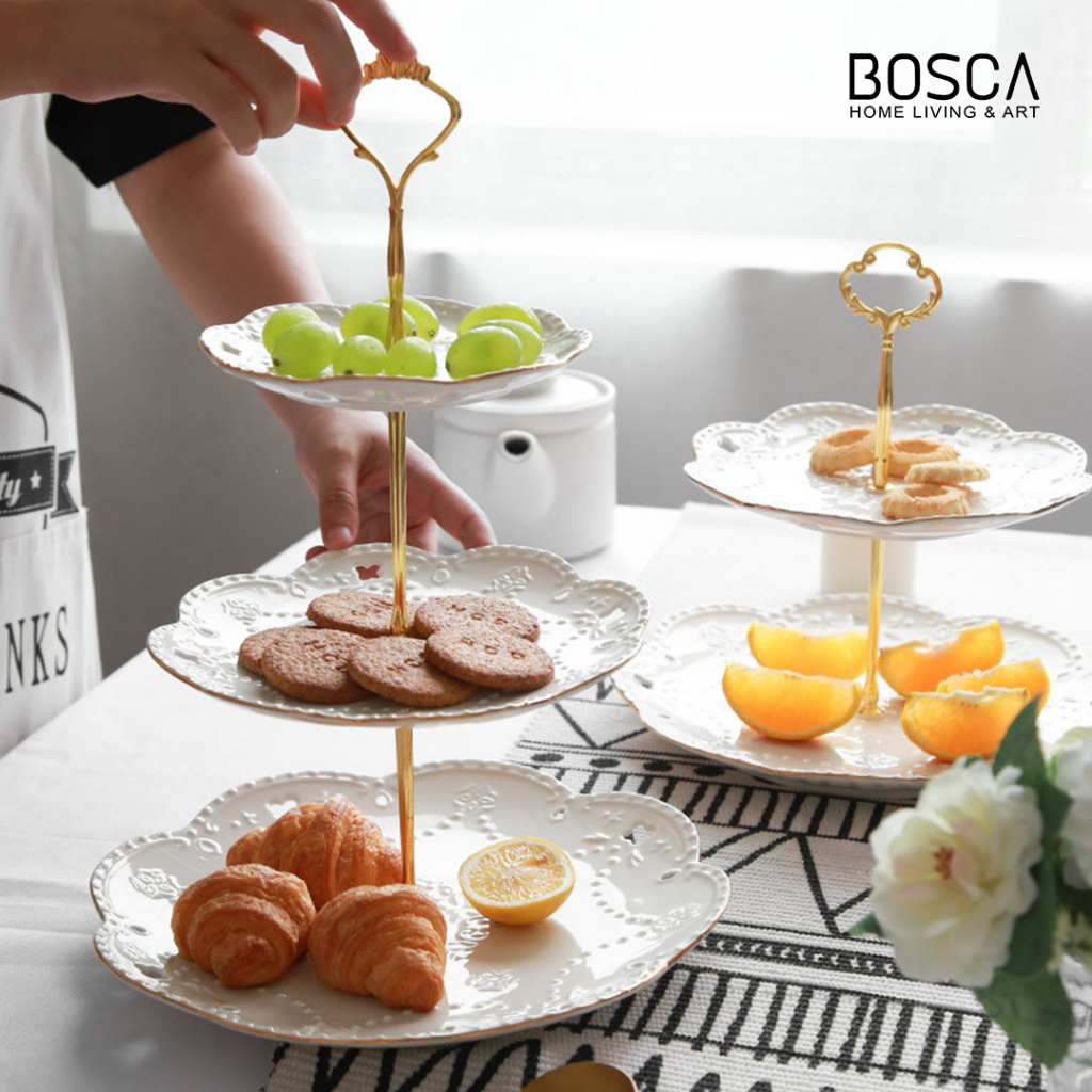 Bosca Living - Luxe Cake Tray/Tier Cake Holder/Ceramic Aesthetic Tier ...