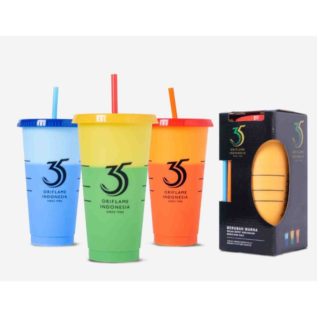 Limited Offer - Oriflame Color Robah Drink Bottle Glass (1 Set: 3 Pcs ...