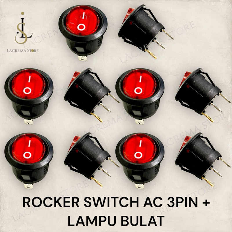 Ac ROCKER SWITCH + ROUND LIGHT / ON OFF 3 PIN SWITCH SWITCH | Shopee ...