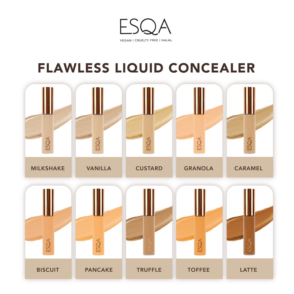 Esqa FLAWLESS LIQUID CONCEALER FULLSIZE FULL COVERAGE CONCEALER ...