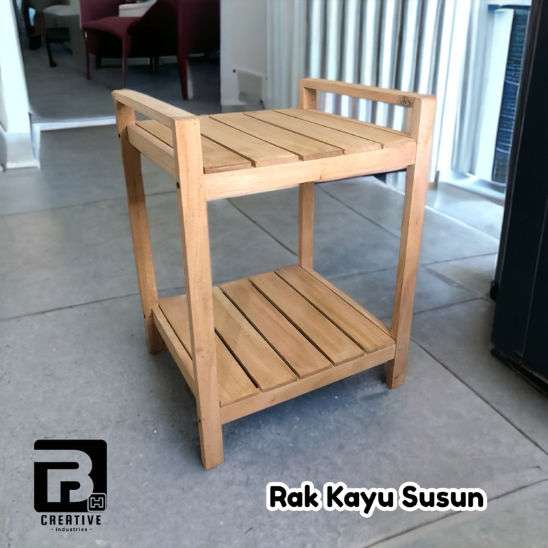 2 Tier Stacking Wooden Shelf Gallon Shelf Dispenser Rack | Shopee Malaysia