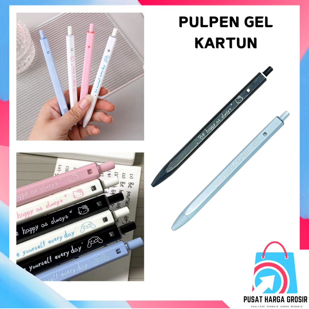 HITAM Phg Gel Pen Press Black Ink Simple Pointed Pen Tip Cute Cartoon ...
