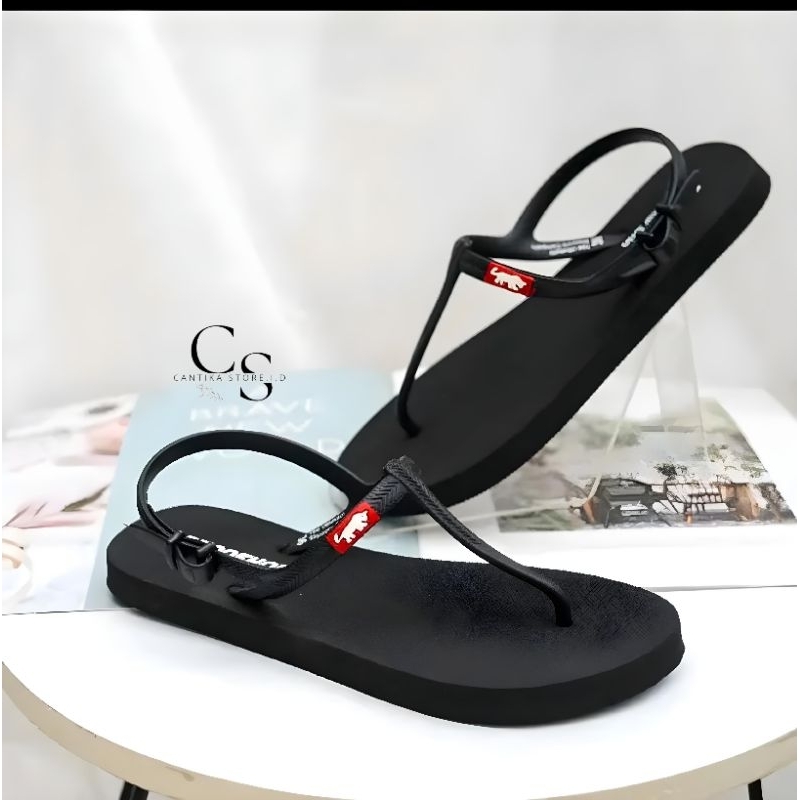 HITAM Sandals For Women FLIPPER BLACK SATRAPPY FULL BLACK | Shopee Malaysia