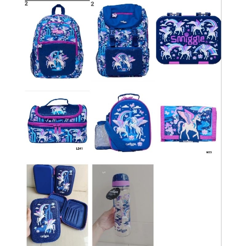 Ta Backpack Smiggle Unicorn Purple Set (Bag, Pencil Case, Lunchbax ...